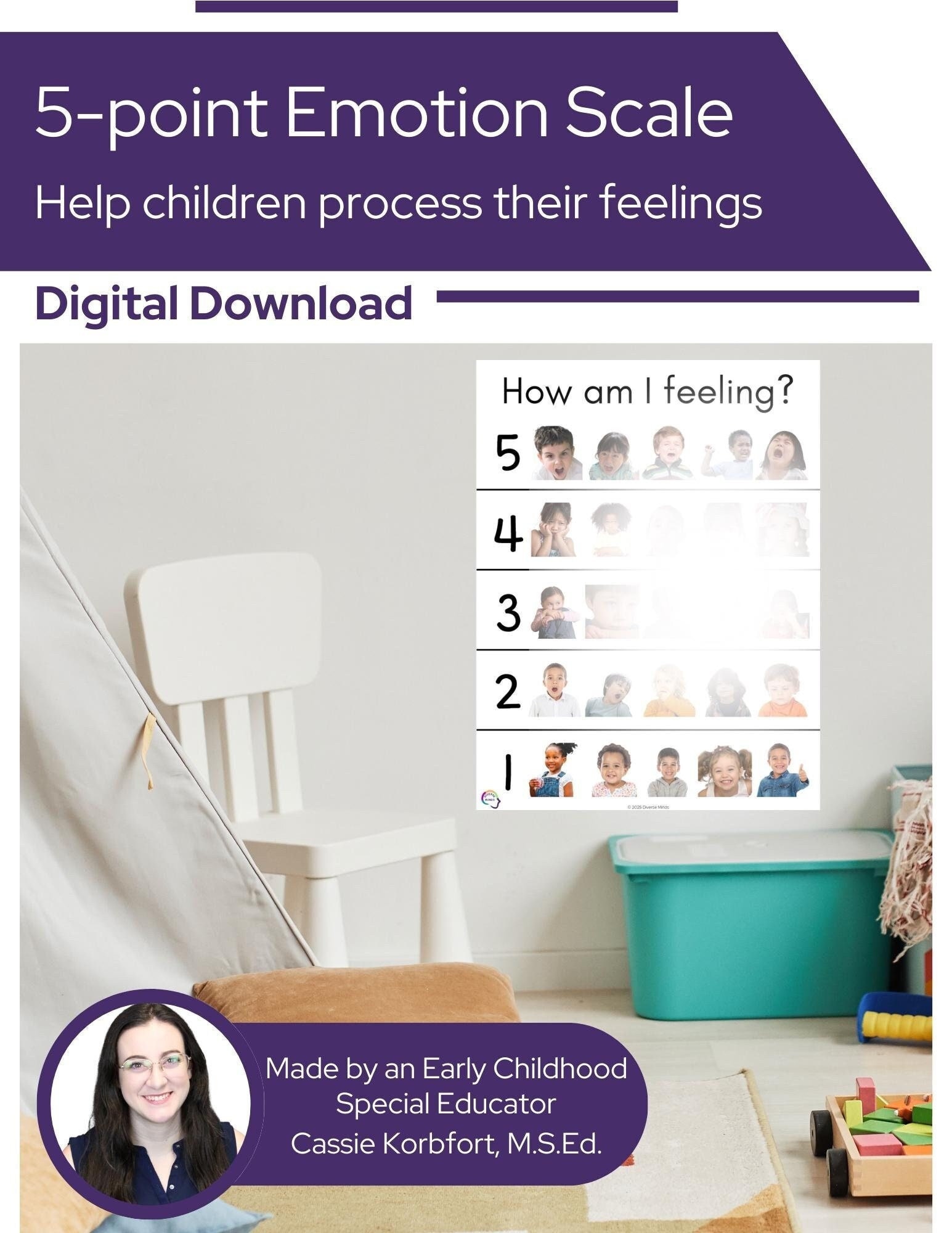 5 Point Scale With Real Childrens Faces for Emotional Regulation - Etsy