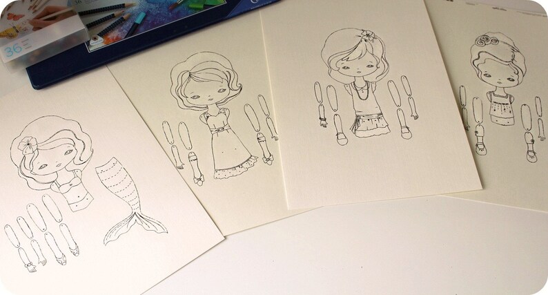 Collection of Five Colour-your-own Paper Dolls - Etsy