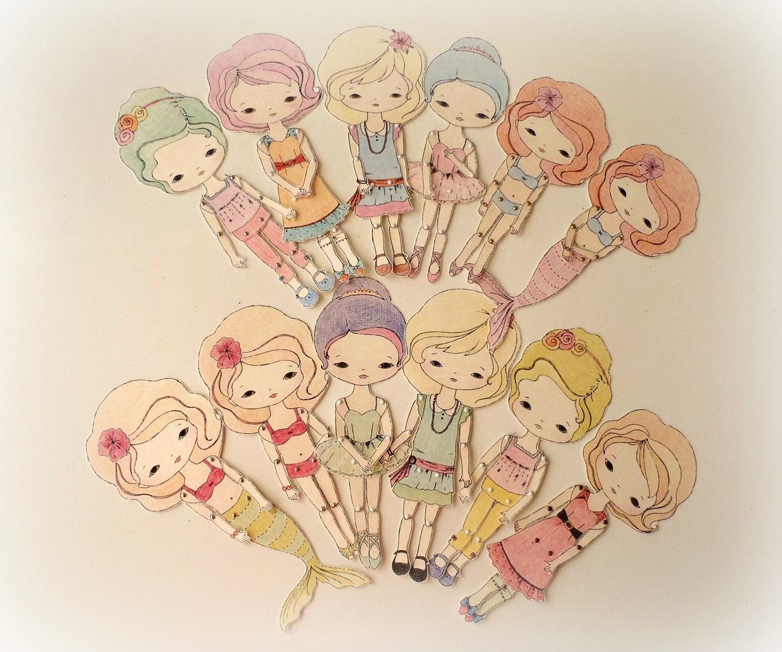 Collection of Five Colour-your-own Paper Dolls - Etsy