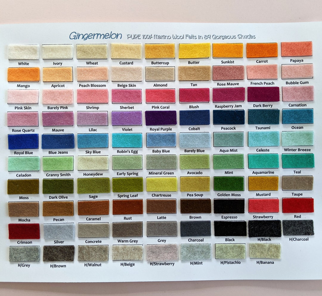 100% Merino Wollfilz-Farbmuster-Karte - Etsy.de