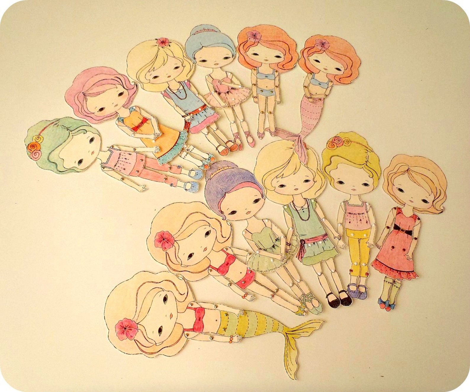 Collection of Five Colour-your-own Paper Dolls - Etsy