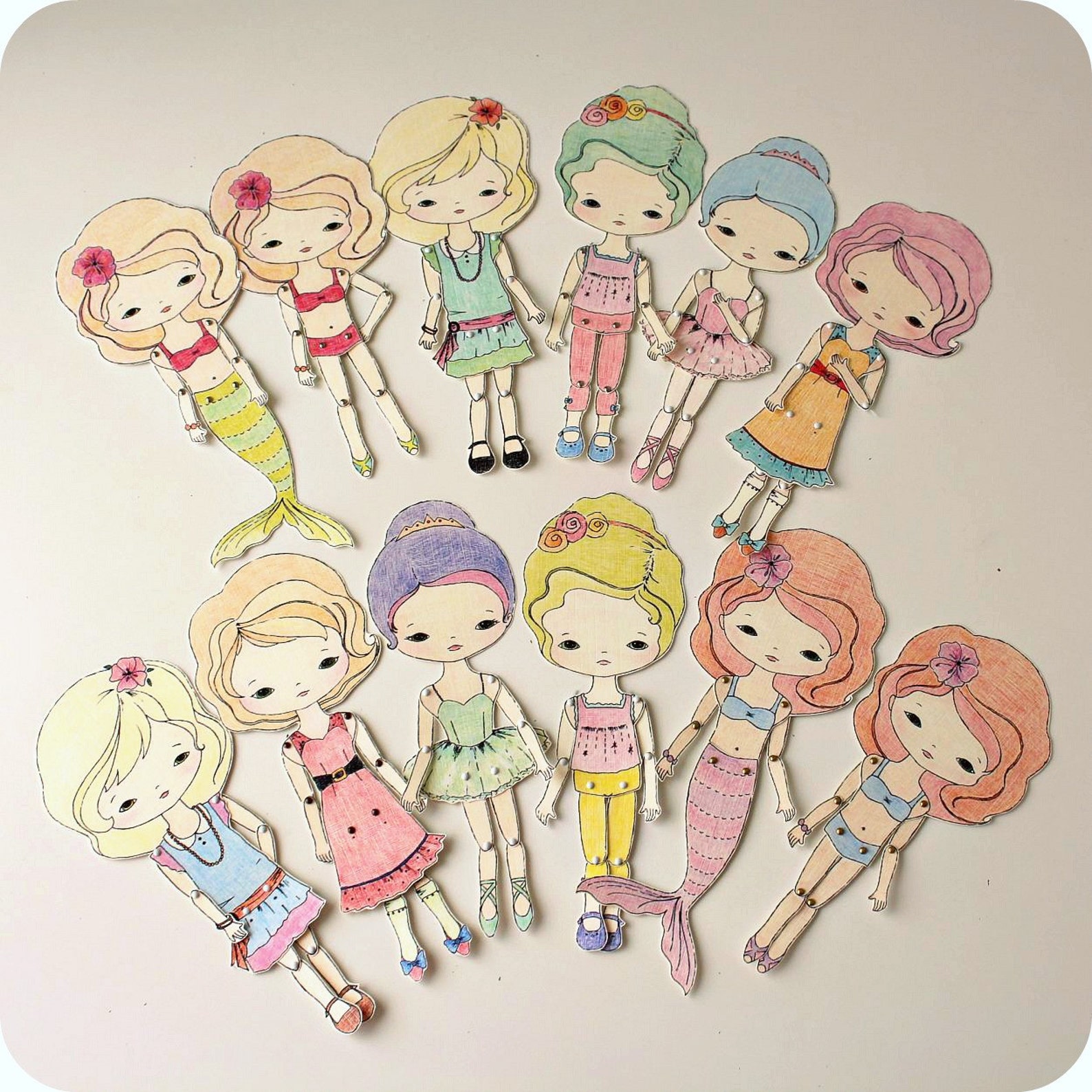 Collection of Five Colour-your-own Paper Dolls - Etsy