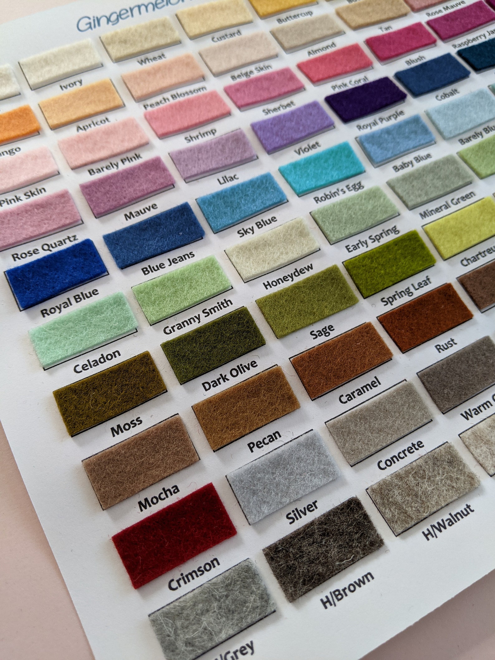 PURE Merino Wool Felt Colour Swatch Card | Etsy