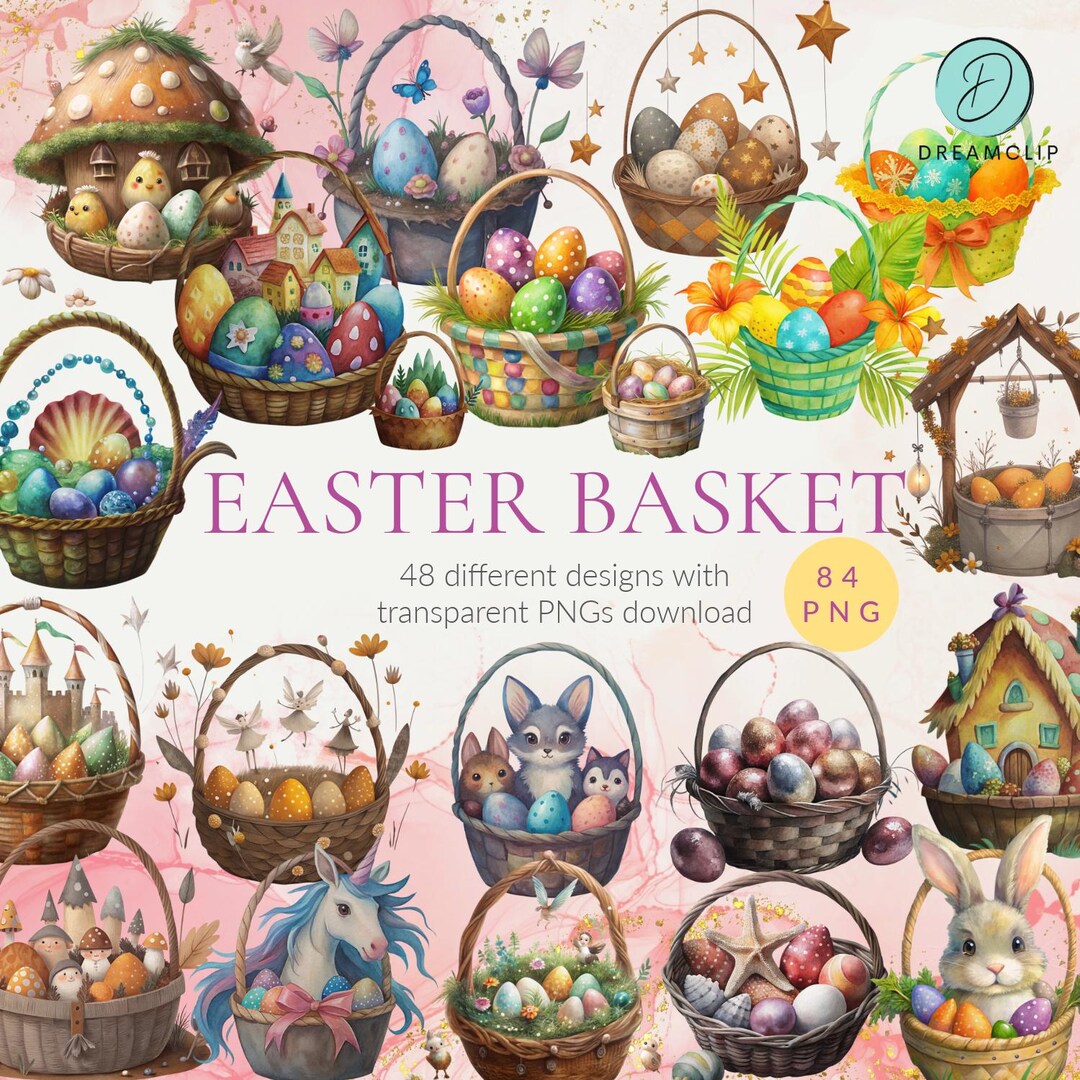 84 PNG Watercolor Easter Baskets Clipart - Easter Baskets in PNG Format ...