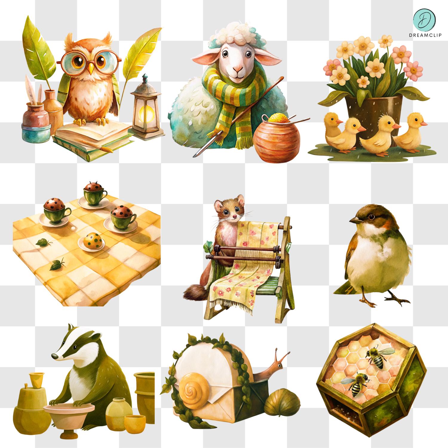 Cottagecore Animal Clipart | Forest Animals PNG | Rustic Nursery Art ...
