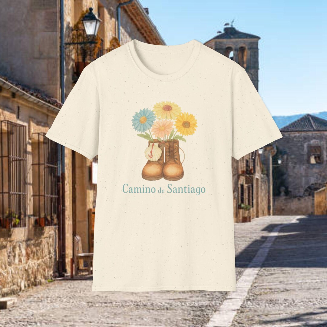 Camino De Santiago Flower Hiking Boots Shirt | Vintage Bright Flower ...