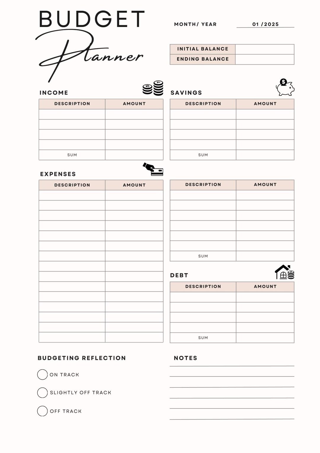 Monthly Budget Planner Template 2025 Printable - Etsy