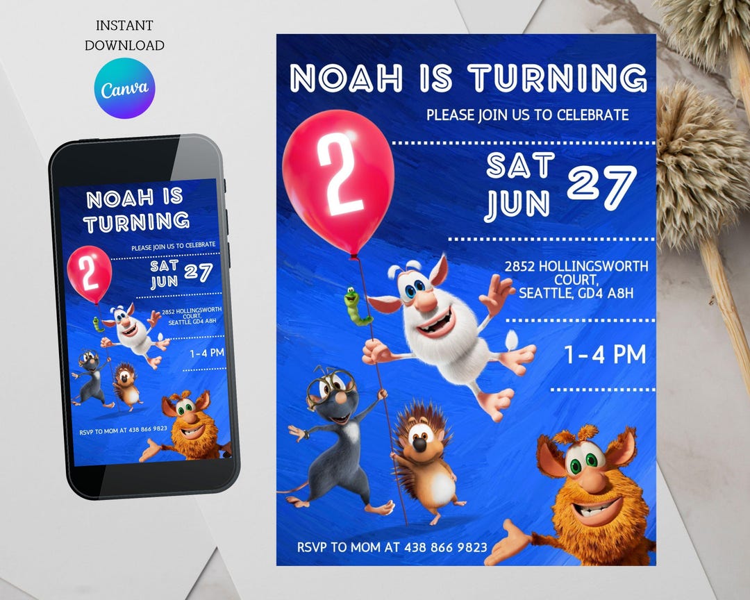 Booba Personalized Birthday Invitation | Personalized Toddler Birthday ...