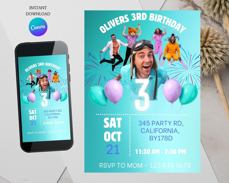 Danny Go Personalized Kids Birthday Invitation | Custom Digital Party ...