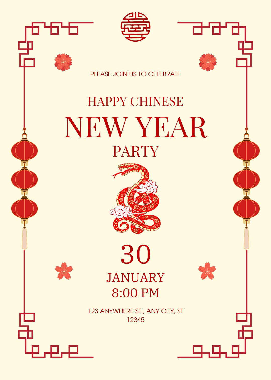Chinese New Year Invitation Template - Editable Digital Download, Lunar ...