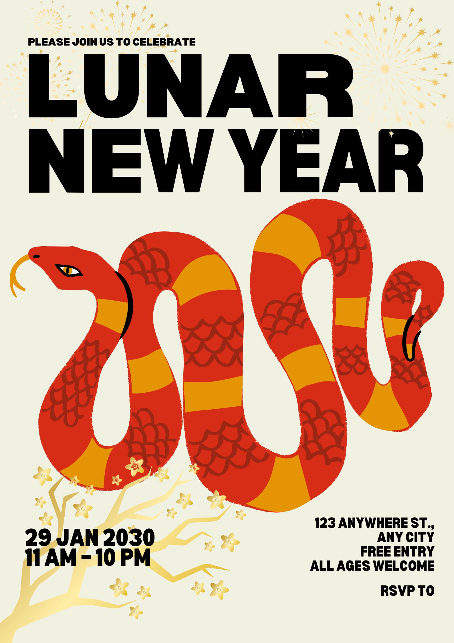 Lunar New Year Invitation Template Editable Digital Download, Chinese ...