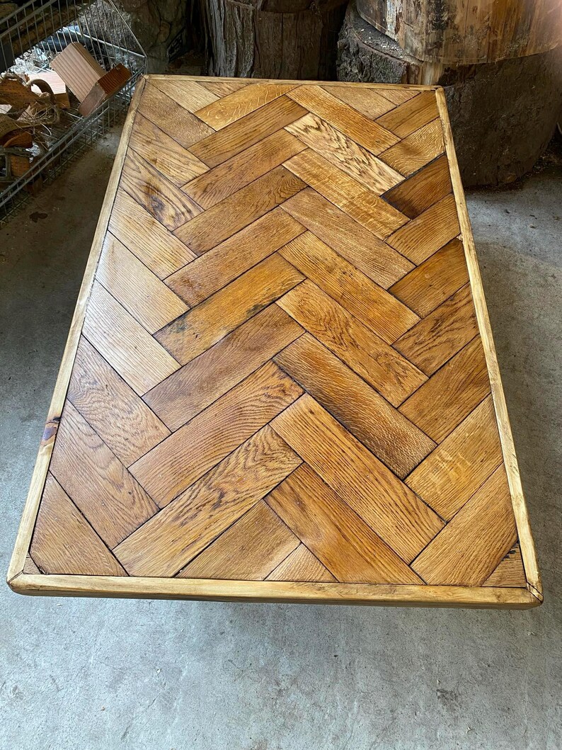 Reclaimed Parquet Herringbone Design Coffee Tables - Etsy UK
