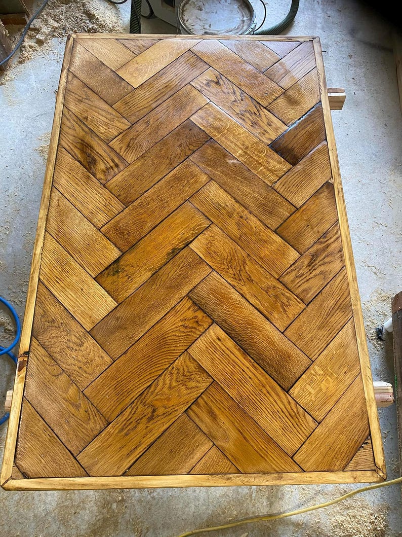 Reclaimed Parquet Herringbone Design Coffee Tables - Etsy UK