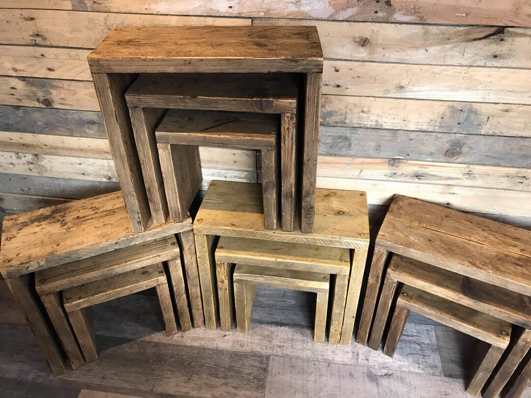 Rustic Reclaimed Nest of Tables. Made From Scaffold Boards. - Etsy UK