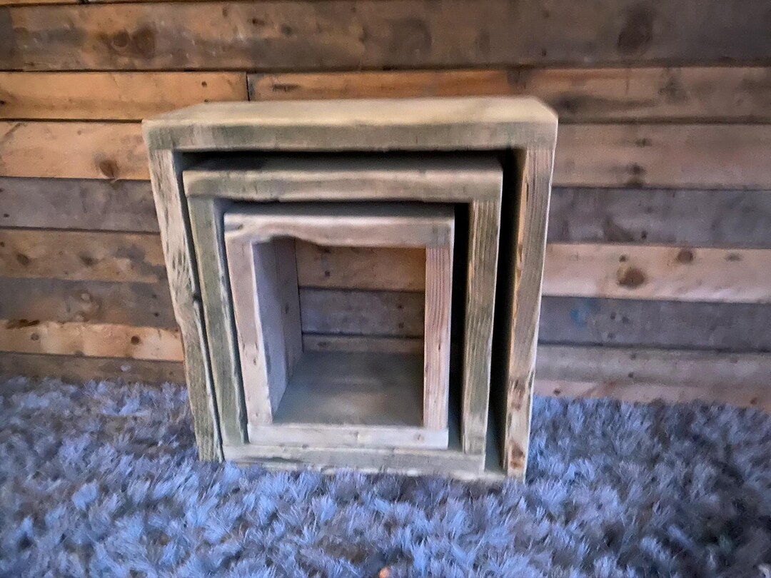 Rustic Reclaimed Square Nest of Tables. Made From Scaffold Boards. - Etsy
