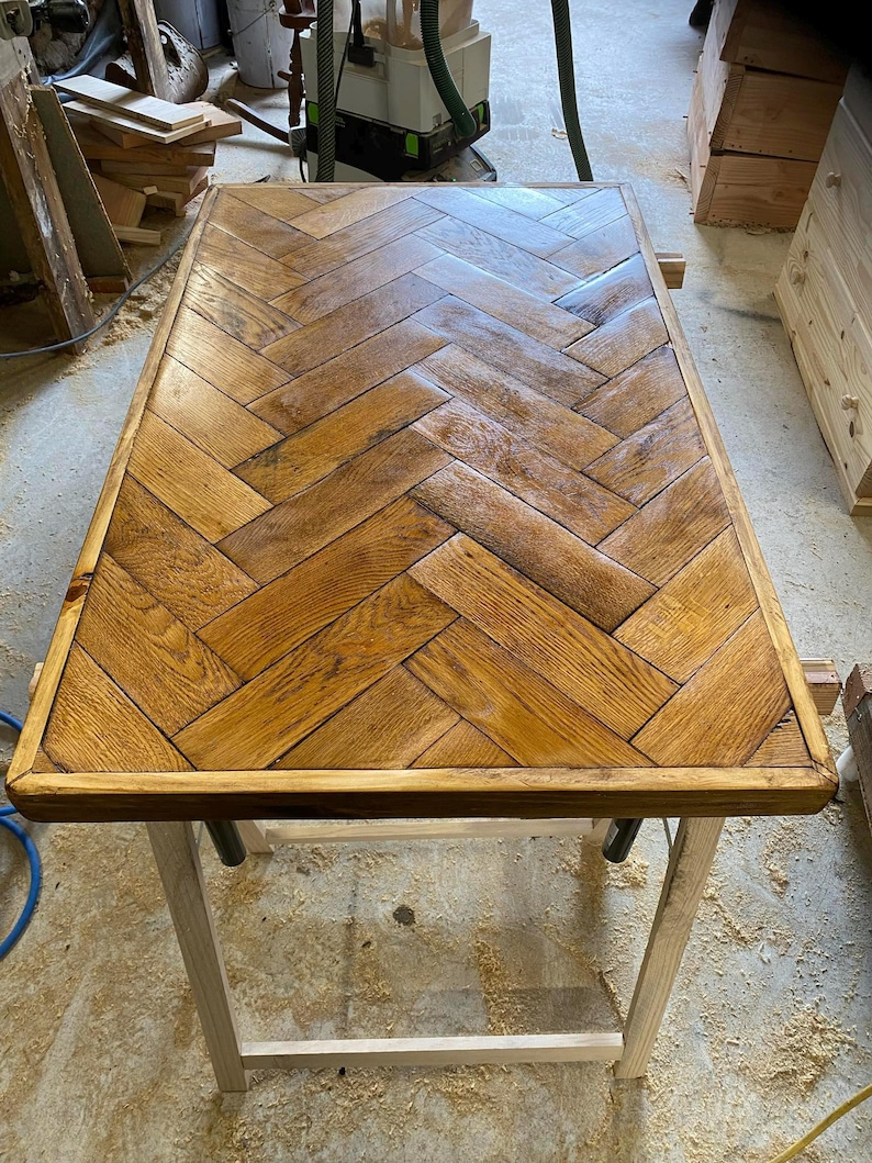Reclaimed Parquet Herringbone Design Coffee Tables - Etsy UK