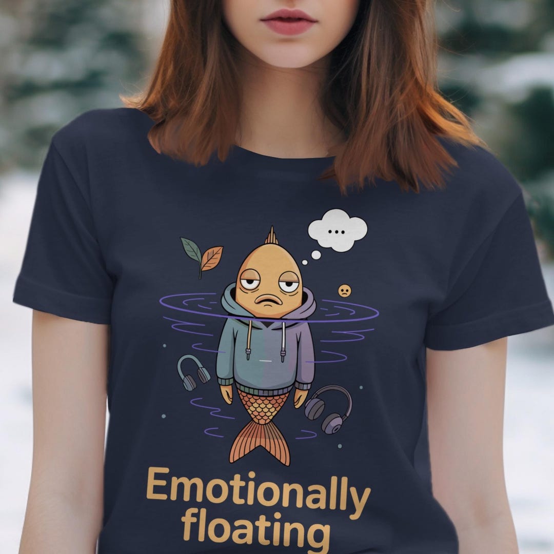 Melancholic Fish Graphic T-shirt: Emo Hoodie, Headphones - Etsy
