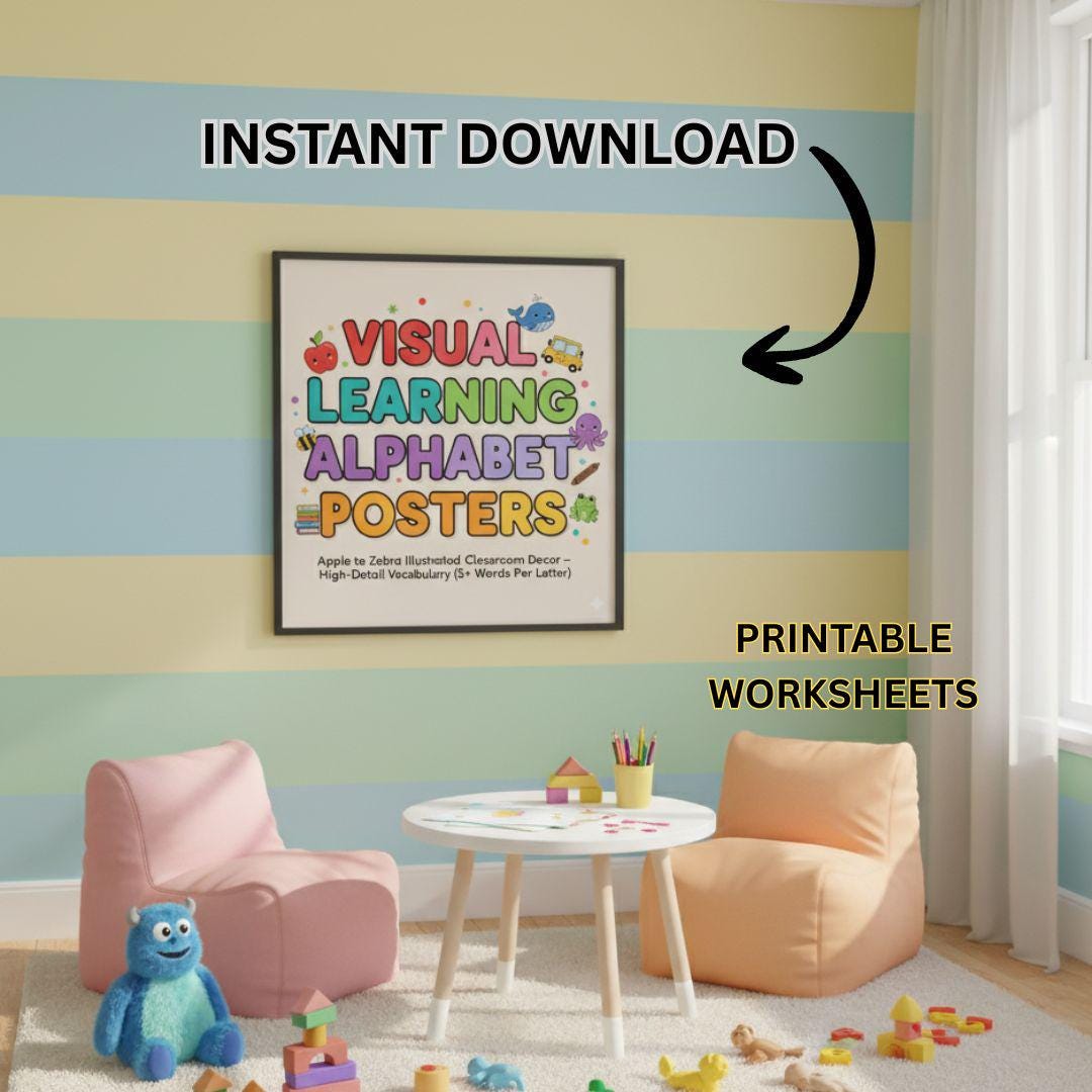 Alphabet Poster Set: Visual Learning ABC Wall Art (digital Download) - Etsy