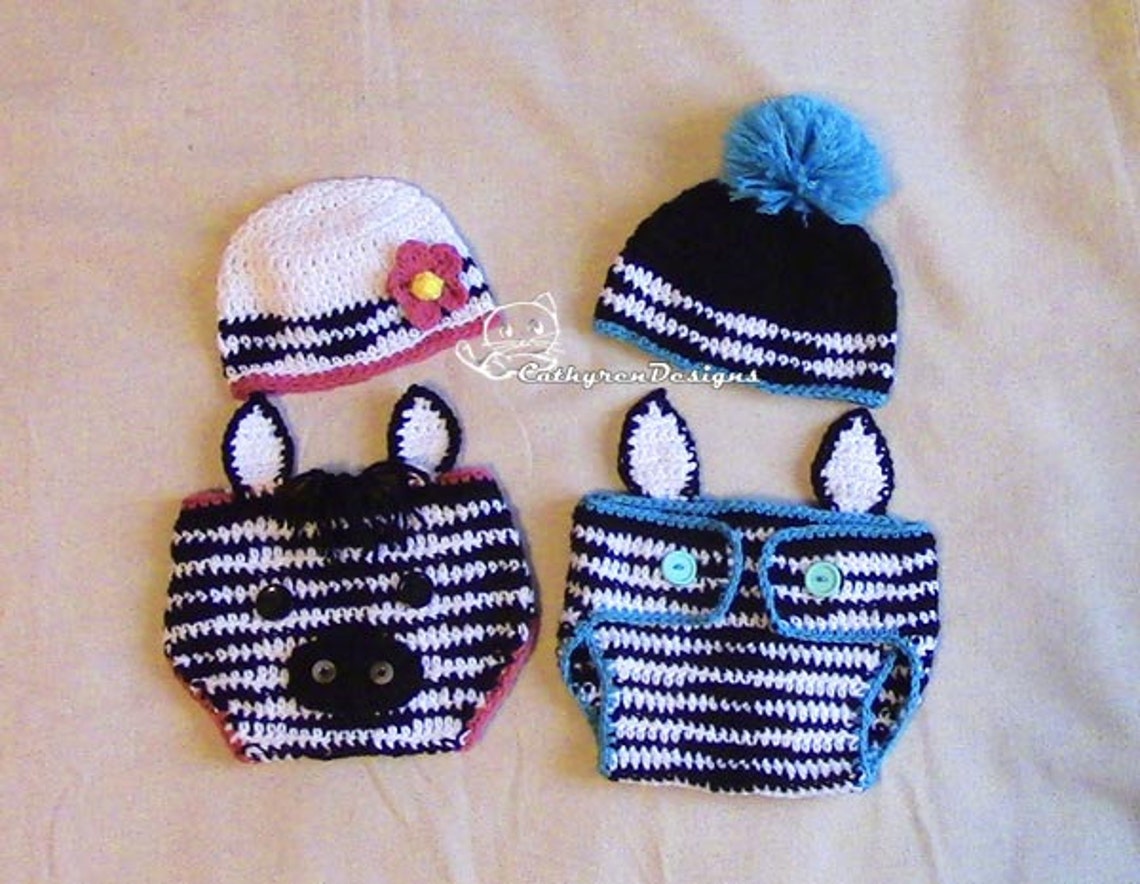 Baby Zebra Diaper Cover Hat Headband Set Photo Prop - Etsy