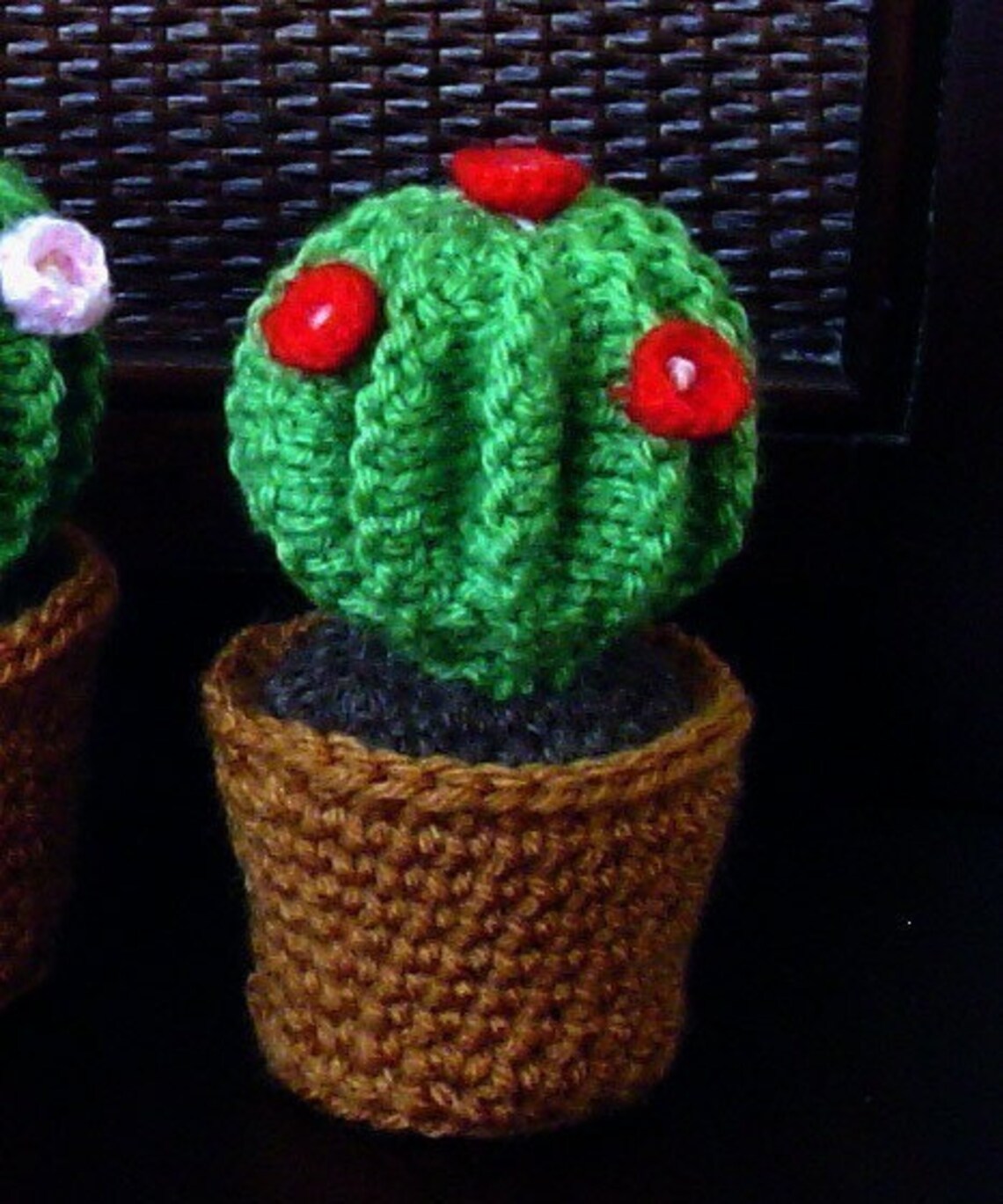 Knitted Barrel Cactus in Crochet Pot Pincushion INSTANT | Etsy