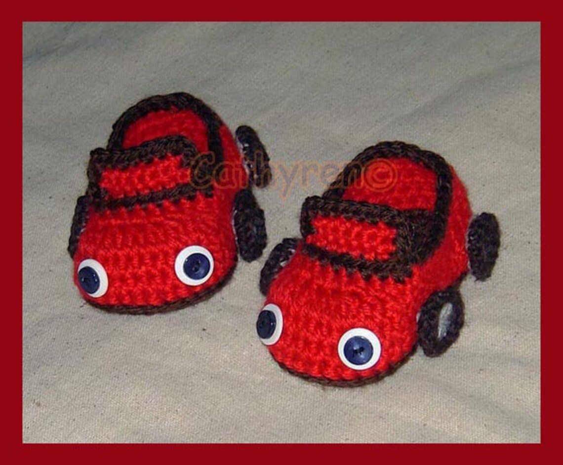 Baby Boy Sports Car Booties INSTANT DOWNLOAD Crochet PDF - Etsy