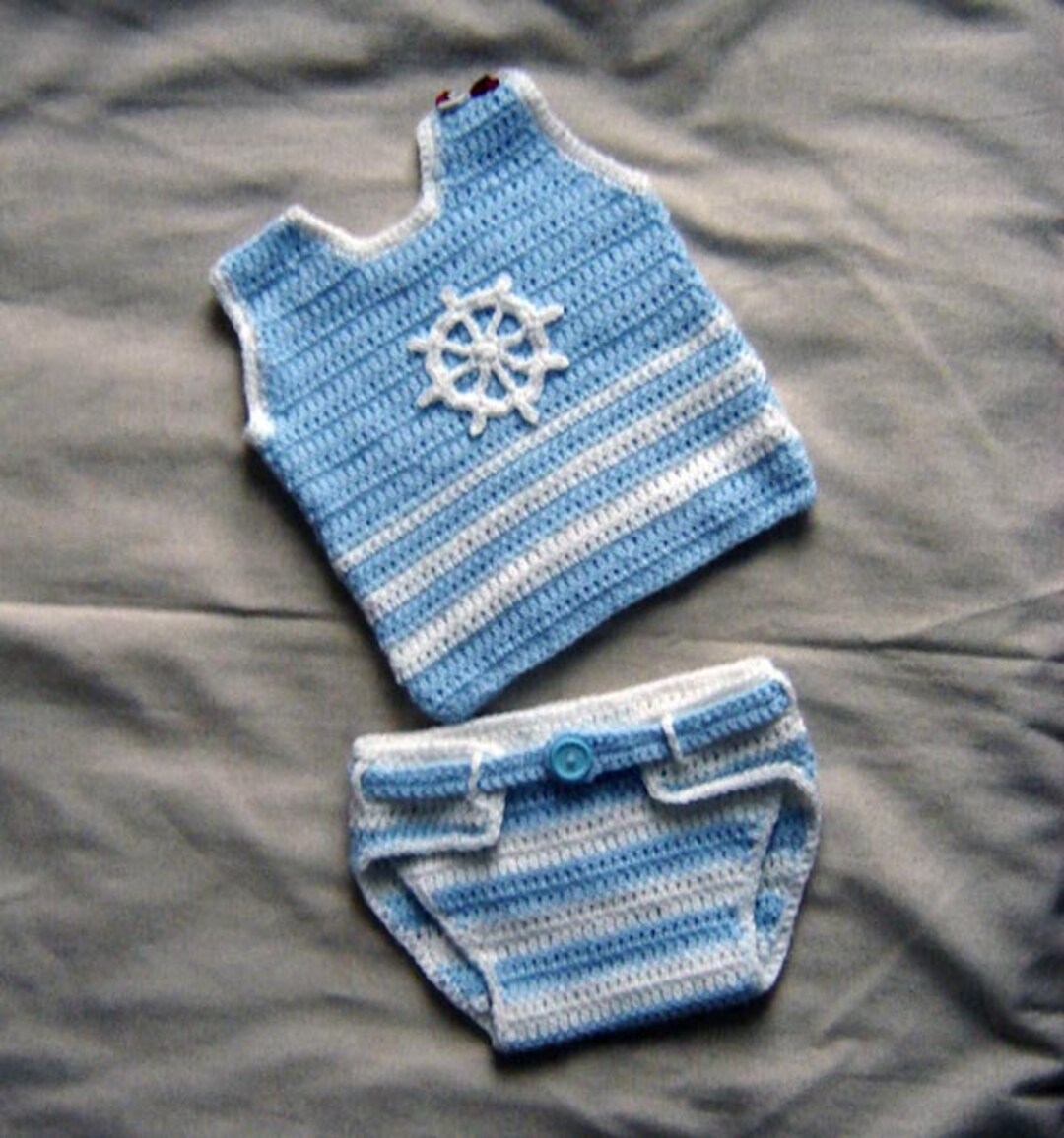 Little Baby Sailor Vest and Diaper Cover Set, Photo Prop - INSTANT ...