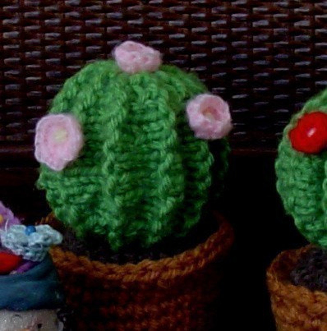 Knitted Barrel Cactus in Crochet Pot Pincushion INSTANT | Etsy