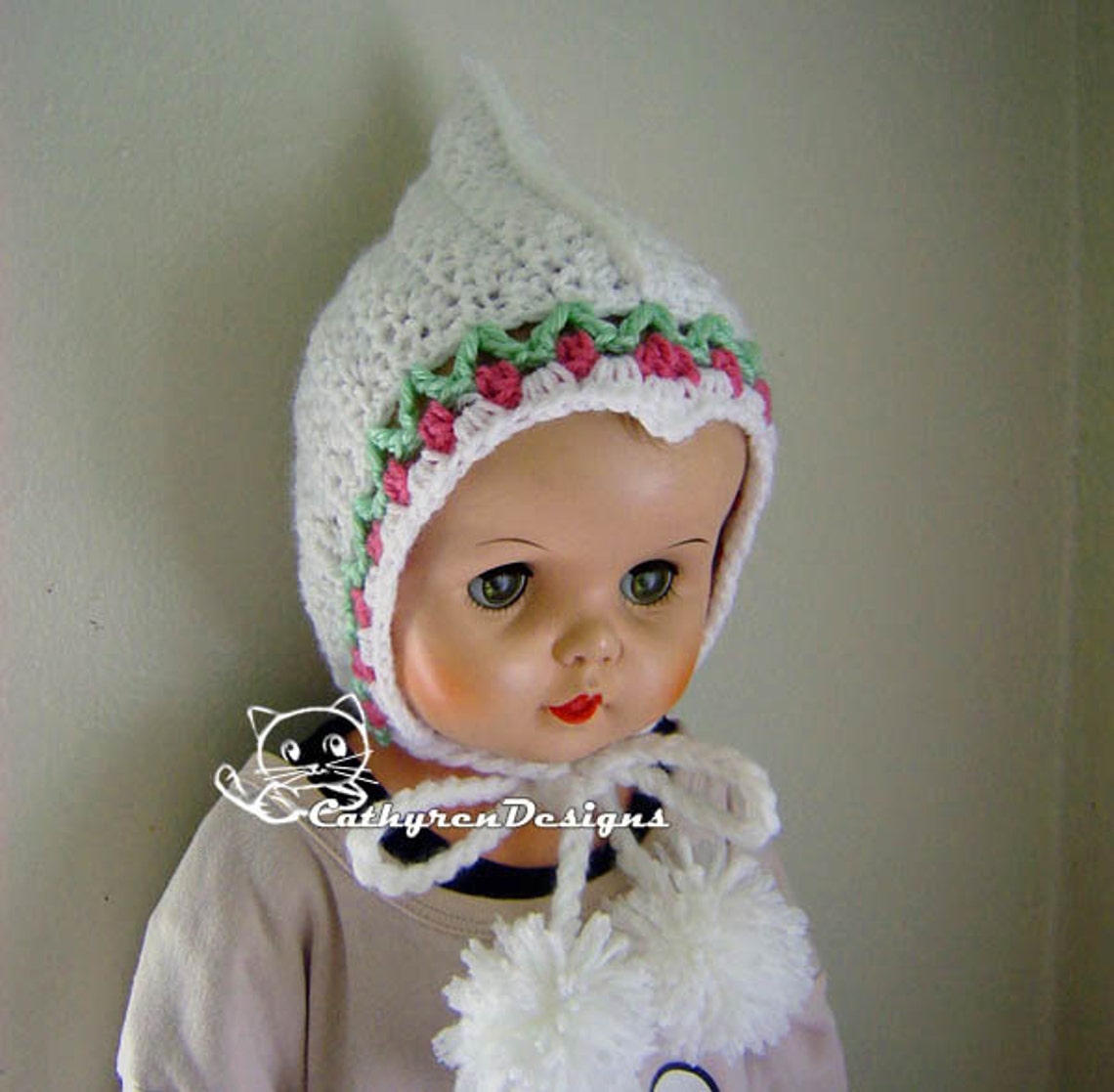 Little Girl Pixie Floral Bonnet 5 Sizes New Born to Young | Etsy