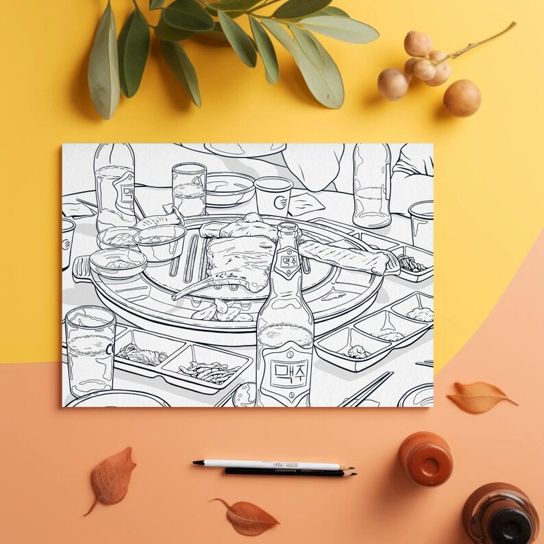 Korean BBQ Coloring Page | Printable Download | Korean Food & Culture ...