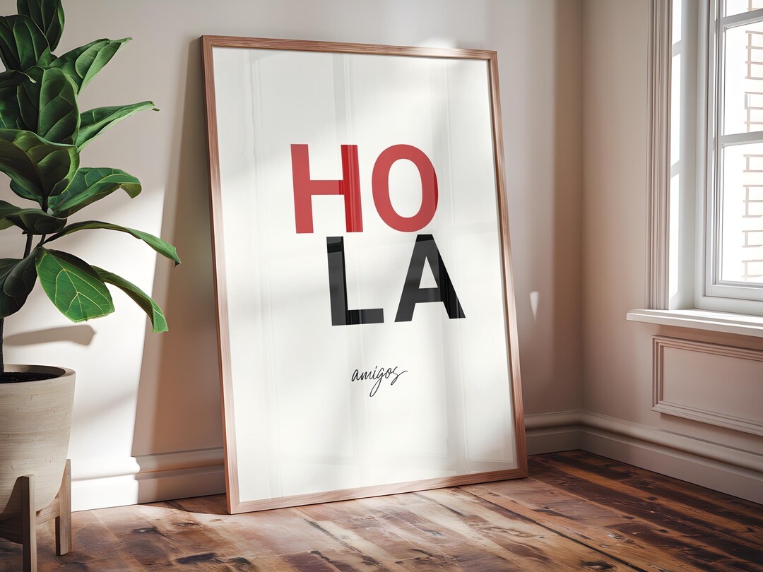 Hola Print Typography Poster, Hola Wall Art, Welcome Entryway Decor ...