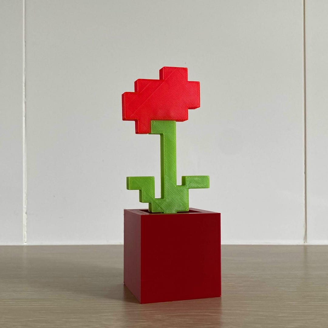 Poppy Minecraft Style Pixel Art Flower for Desk or Window Decoration ...