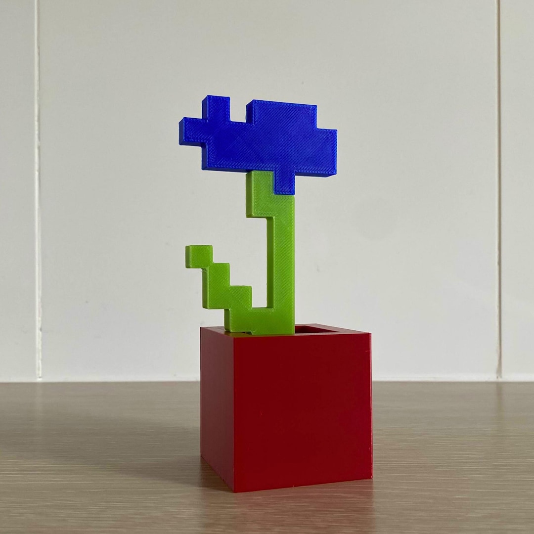 Cornflower Minecraft Style Pixel Art Flower for Desk or Window ...