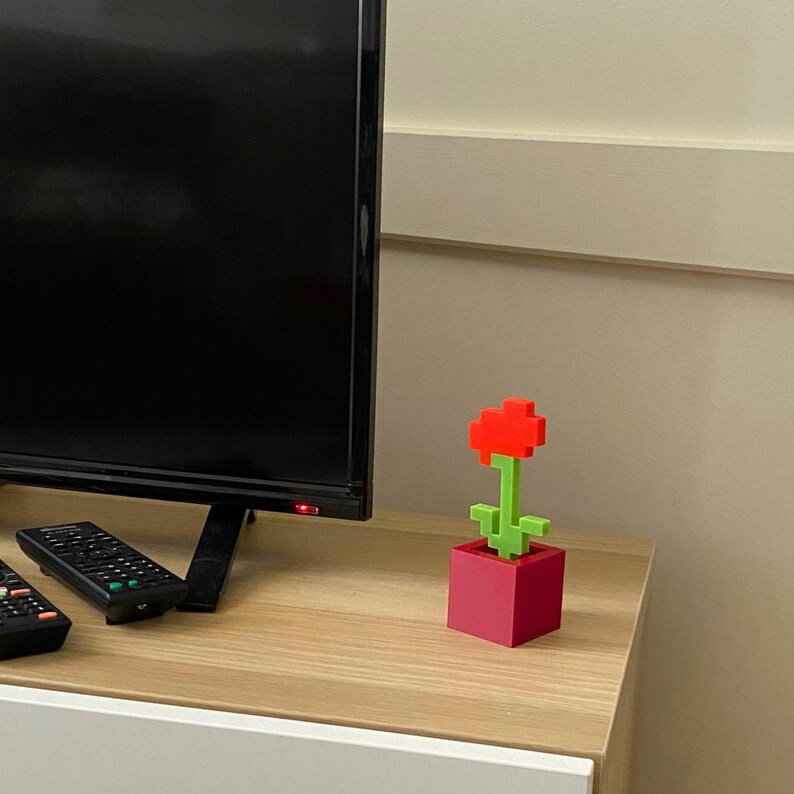Poppy Minecraft Style Pixel Art Flower for Desk or Window Decoration ...