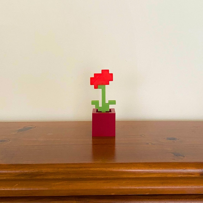 Poppy Minecraft Style Pixel Art Flower for Desk or Window Decoration ...