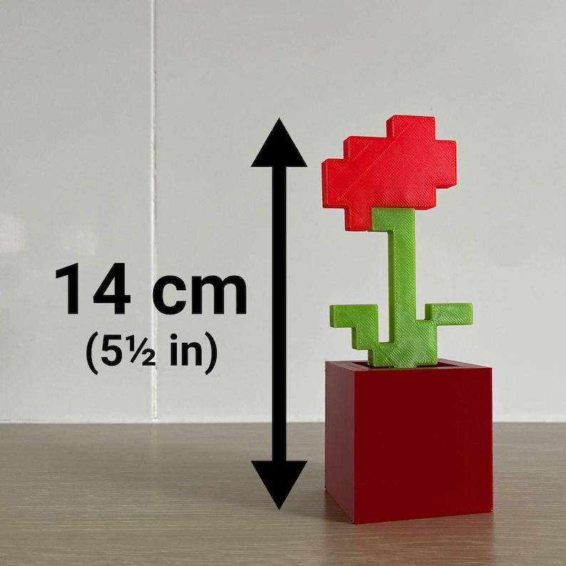 Poppy Minecraft Style Pixel Art Flower for Desk or Window Decoration ...