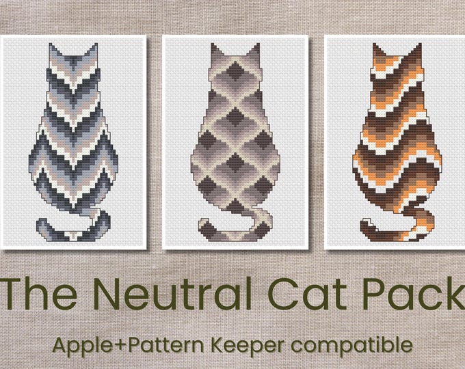 Bargello Cat Cross Stitch Pattern Set: Modern Geometric PDF (5x7) - Etsy