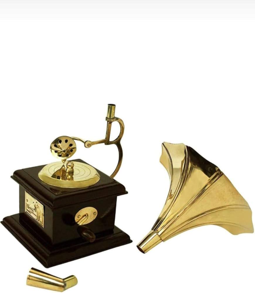 Miniature Vintage Gramophone – Retro Handcrafted Decor in Black & Gold ...