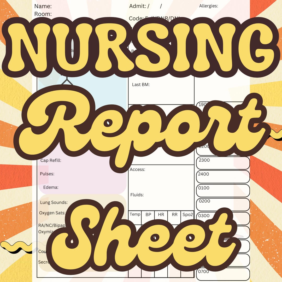 Nurse Report Sheet Perfect for ICU or Med Surge Nurse SBAR Digital ...