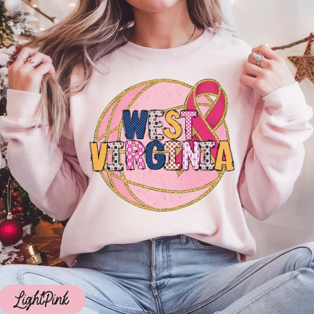 West Virginia Breast Cancer Awareness Basketball Shirt, Pink Ribbon WV ...