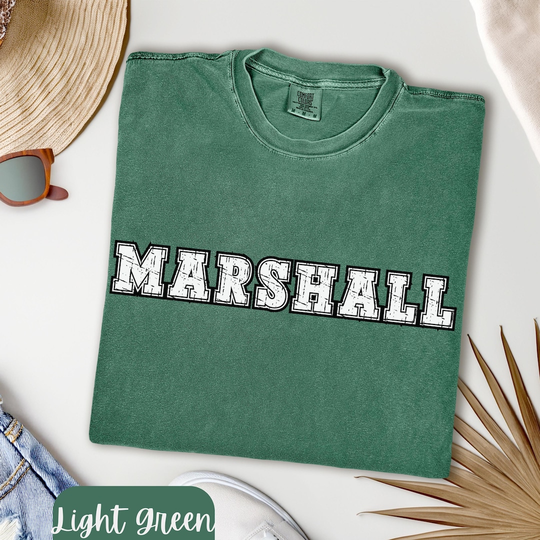 Comfort Colors® Marshall Block Letter T-shirt Thundering Herd Vintage ...