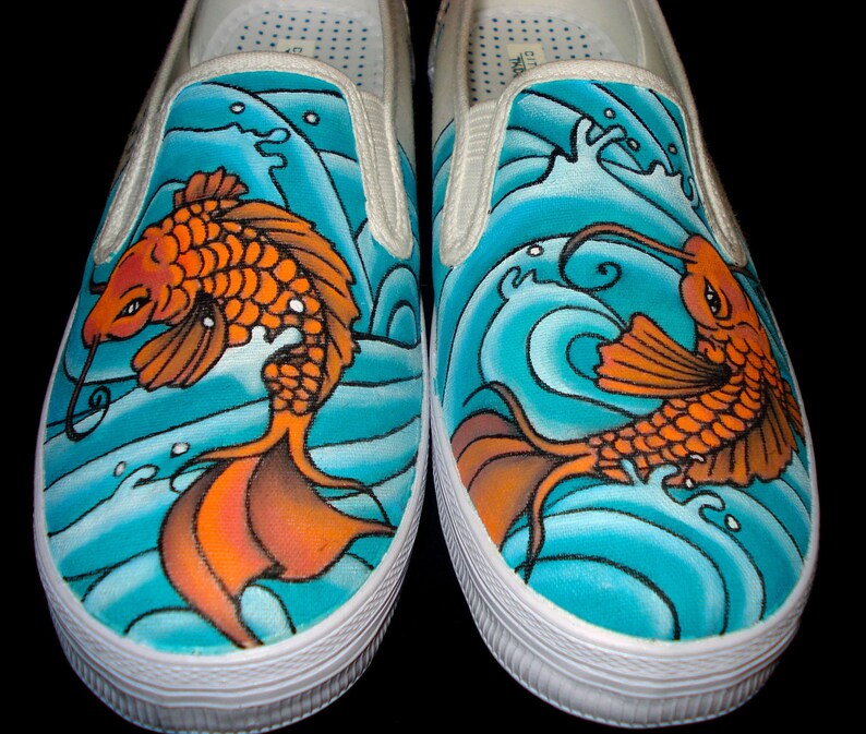 Hand Painted Vans - Koi - Etsy