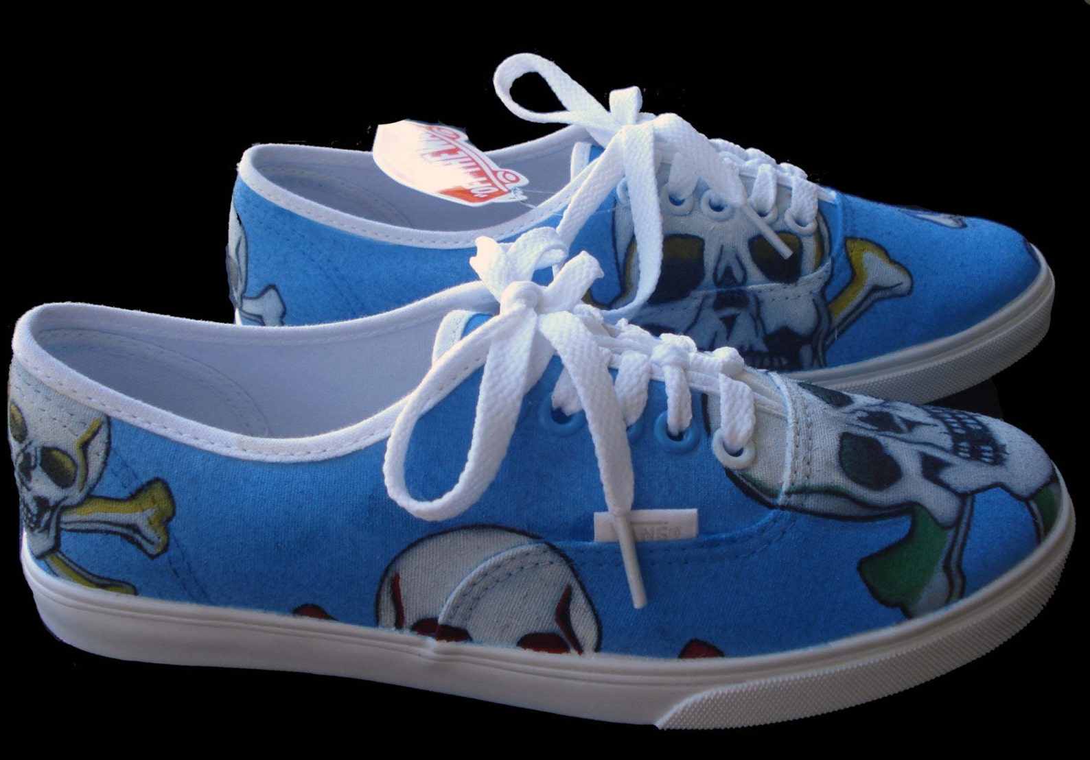 Hand Painted Vans - Skulls and Crossbones - Etsy