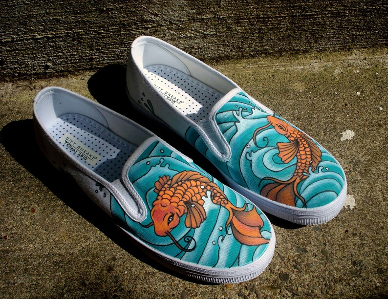 Hand Painted Vans - Koi - Etsy