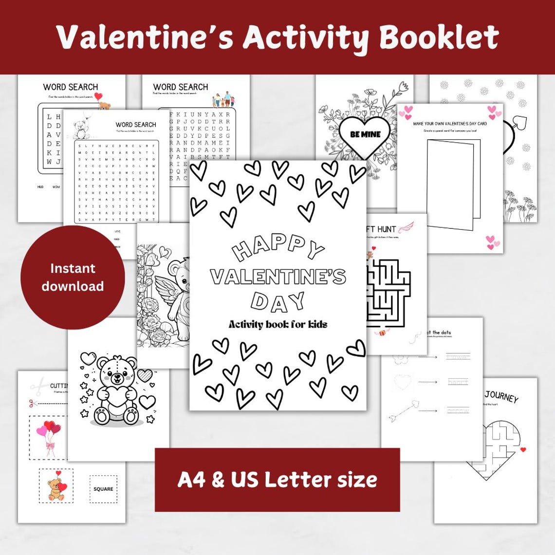 Kids Valentine's Activity Book, Printable Pages, Valentine's 2025 ...