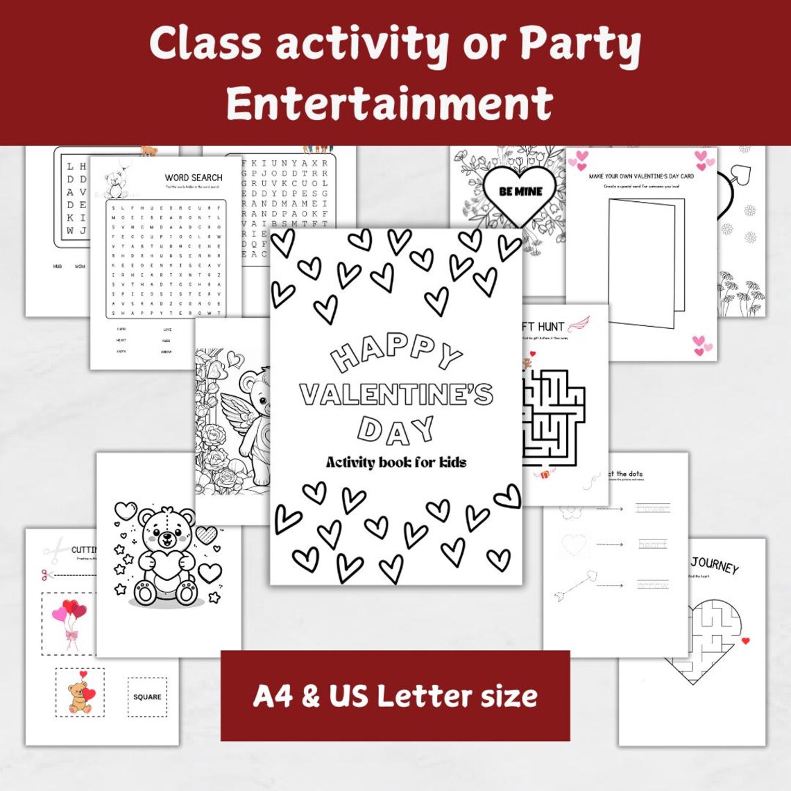 Kids Valentine's Activity Book, Printable Pages, Valentine's 2025 ...