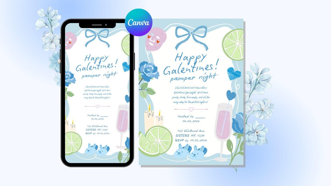 Editable Galentine's Pamper Night Template | Spa Party Self Care ...
