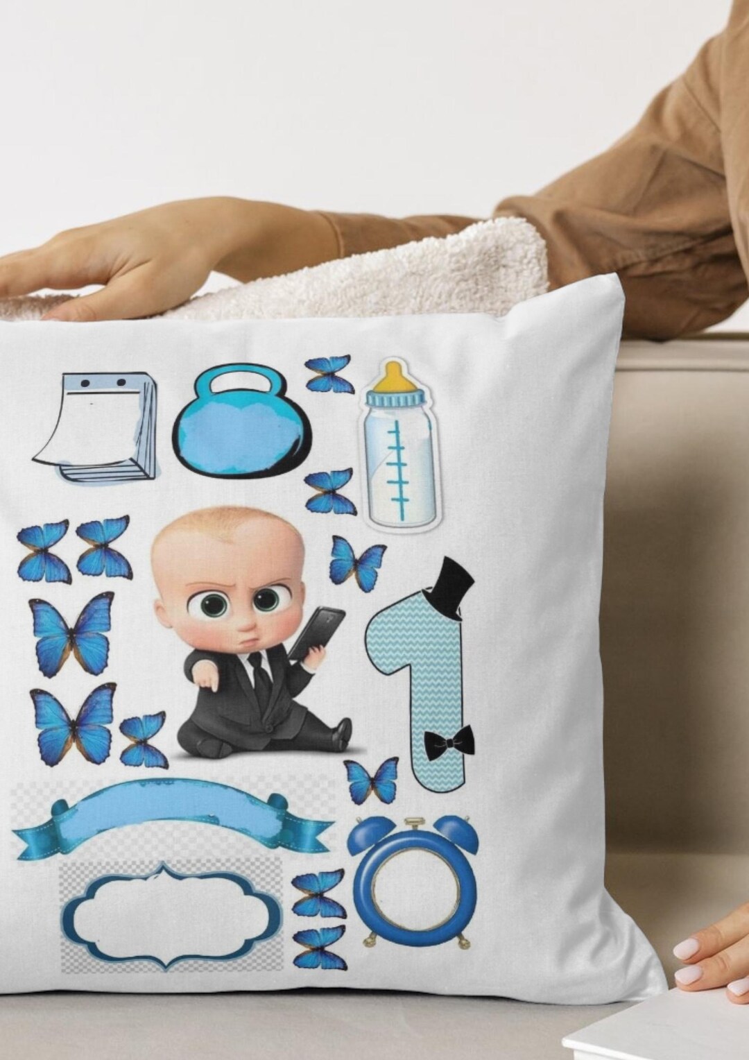 Blue Baby and Bottle Digital Cake Topper – Babe Cake Topper- Birtday ...