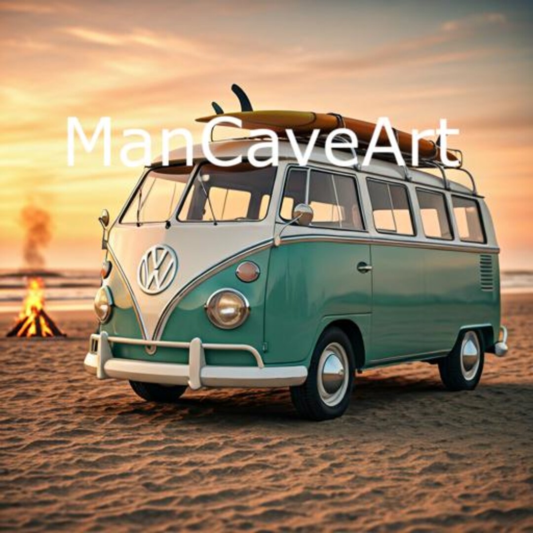Volkswagen Minibus Digital Art Download Printable Poster Husband Wife ...
