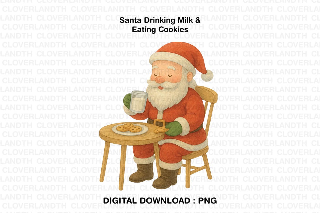 Watercolor Santa Eating Cookies Clipart | Festive Holiday Milk ...