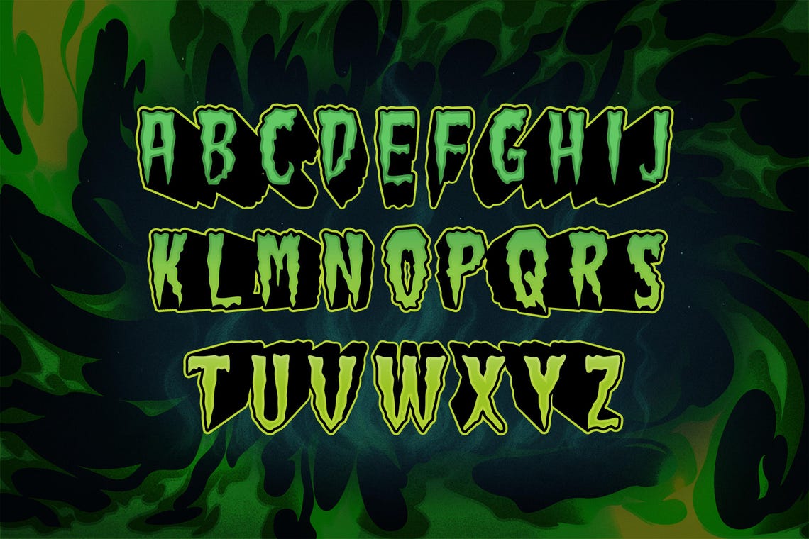 Witch Flame Font Effect: Spooky Green Fire Letters (SVG & Print) - Etsy
